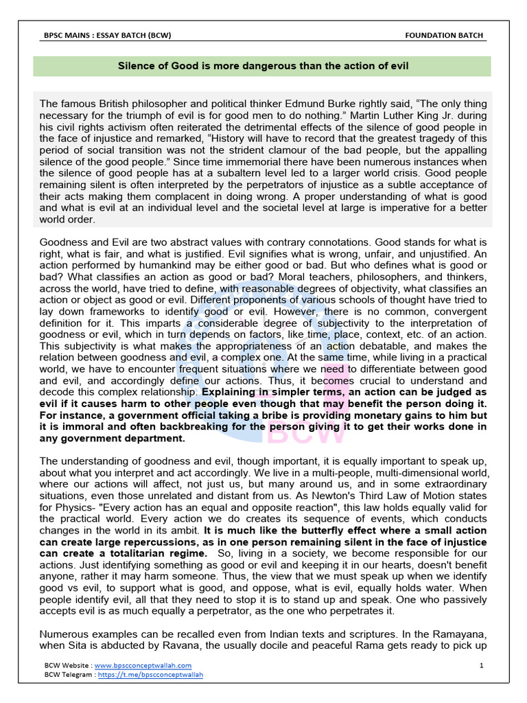 The Dangers of Silence in Society | PDF | Evil | Rama