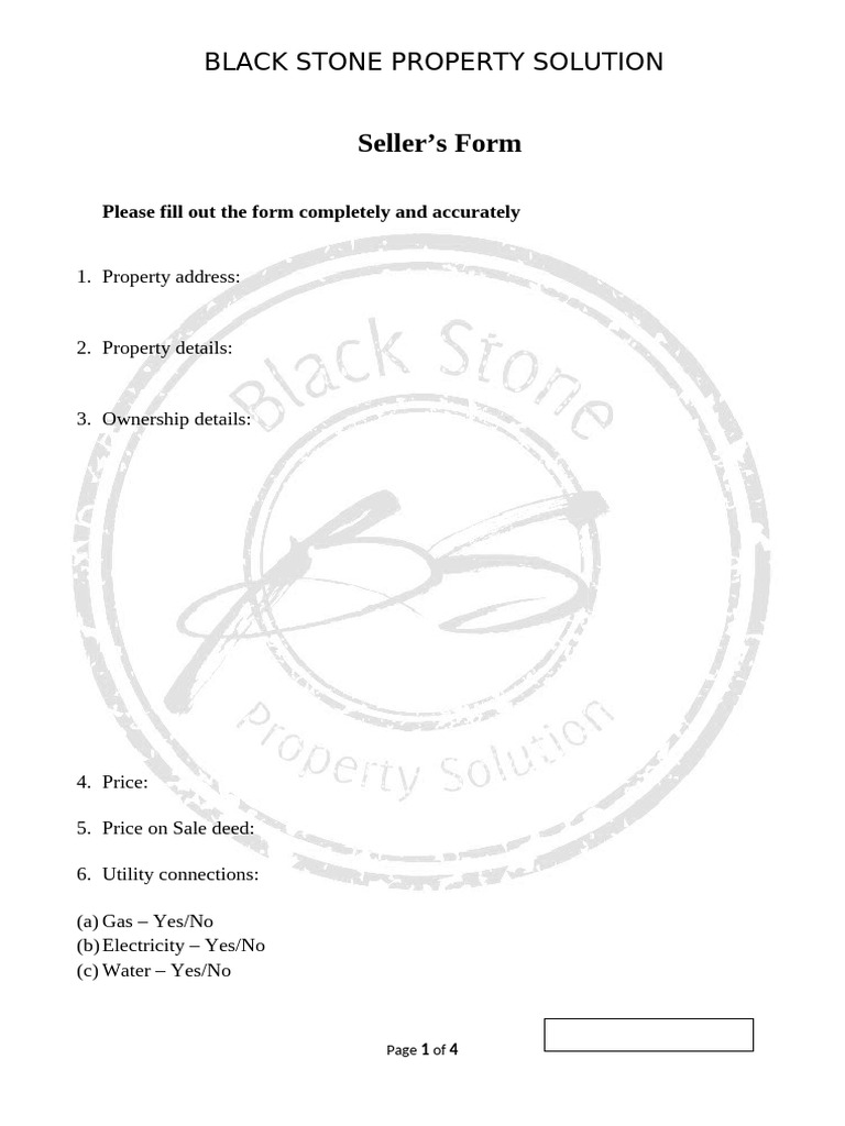 Sellers Form Blank | PDF | Sales | Invoice