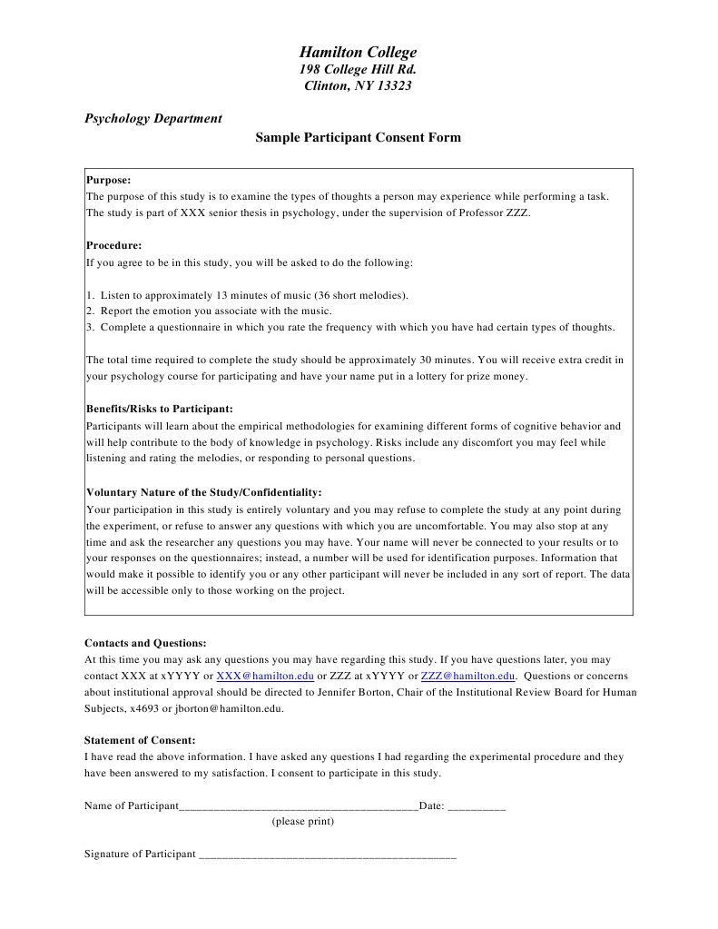Sample Consent Form | PDF | Psychology | Cognitive Science