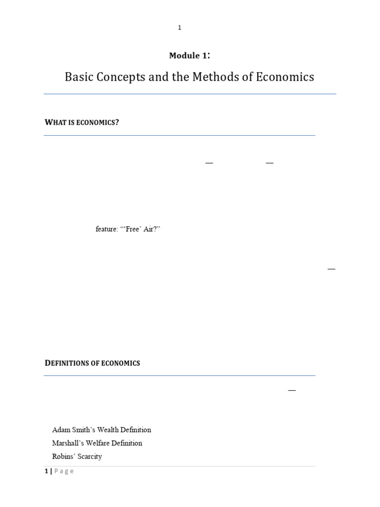 Module 1 Basic Concepts and The Methods of Economics | PDF | Economics ...