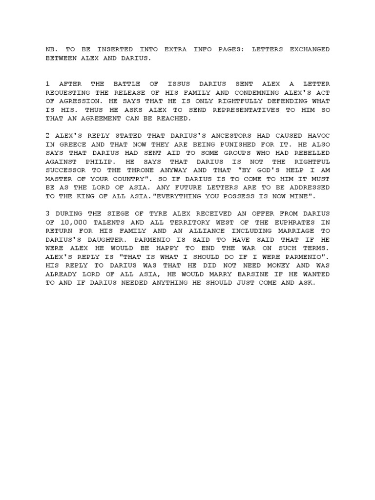 Letters Between Alexander and Darius | PDF | History