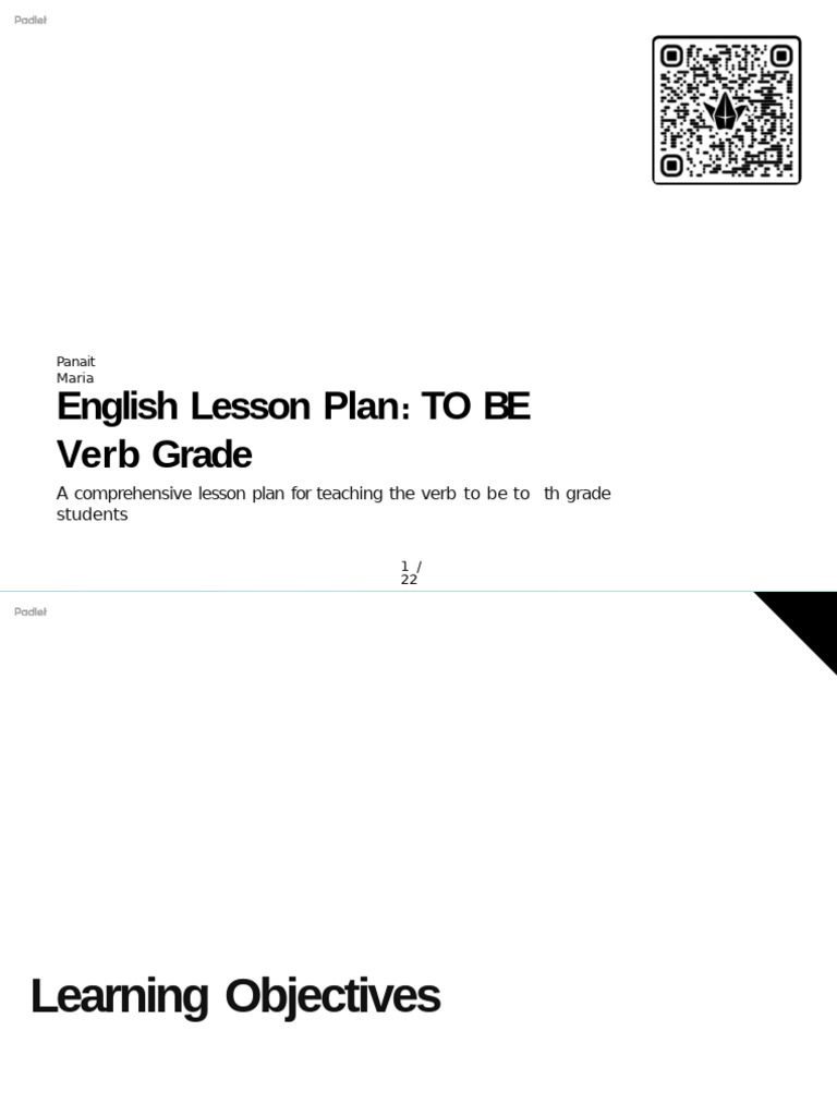 English Lesson Plan to Be Verb | PDF | Lesson Plan | Human Communication