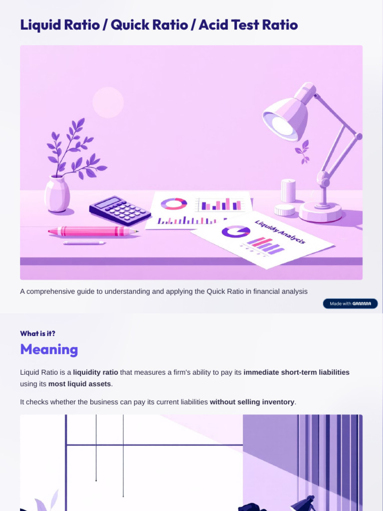 Liquid Ratio Quick Ratio Acid Test Ratio | PDF | Market Liquidity | Expense