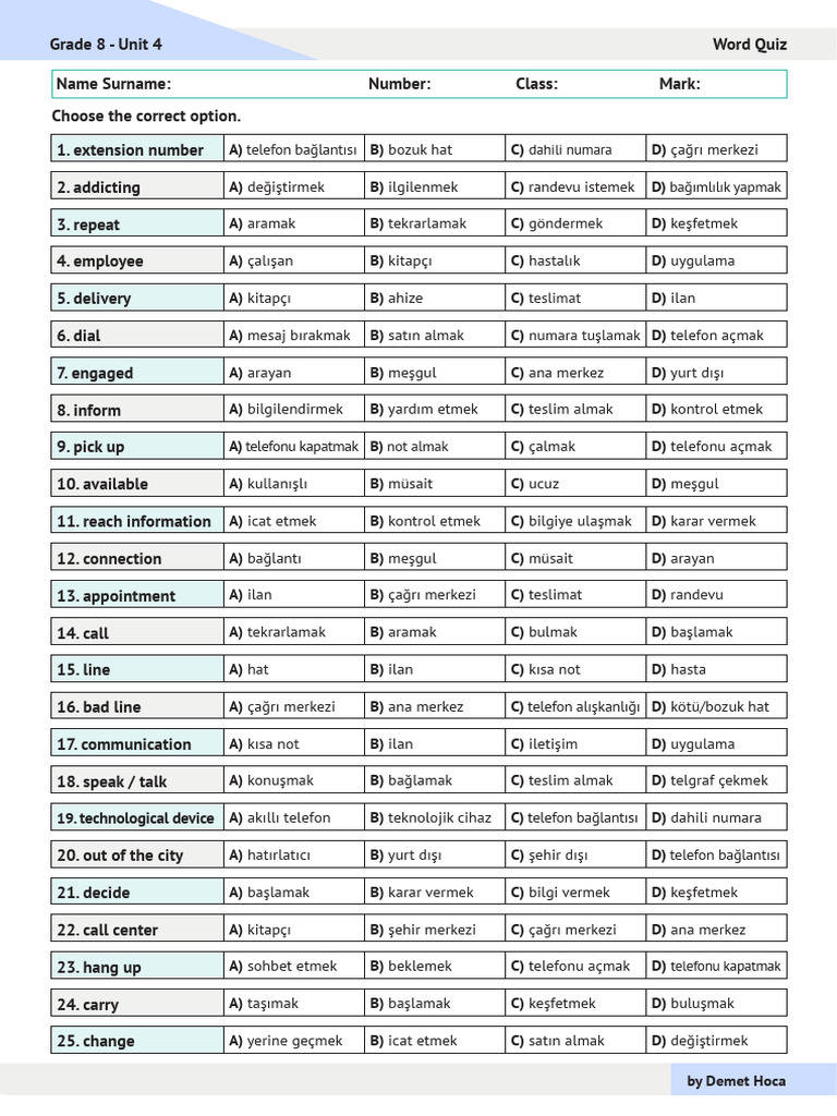 8.4 Word Quiz | PDF