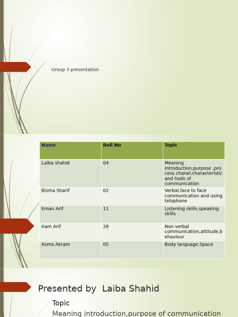 Group 3 Presentation | PDF | Communication | Body Language