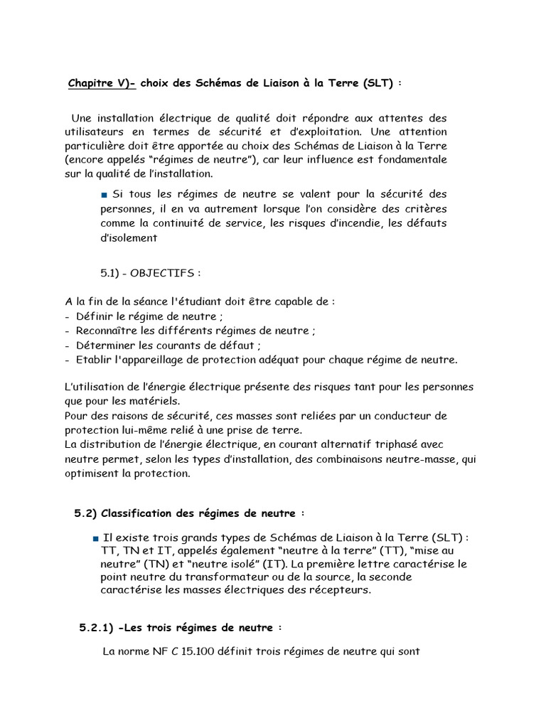 Schémas de Liaison à la Terre (SLT) | PDF | Électronique | Réseau de ...