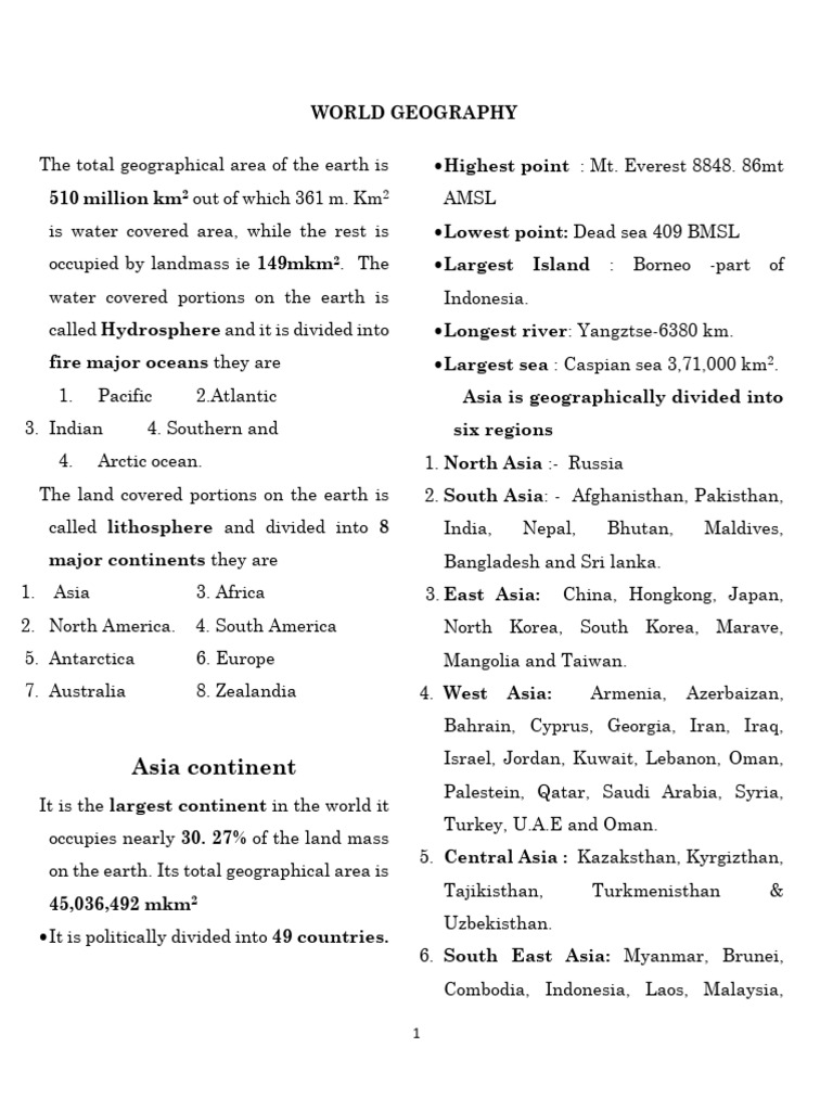 World Geography Asia | PDF | Himalayas | Asia