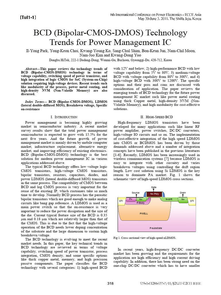 BCD Technology Trend For PMIC | PDF | Cmos | Transistor