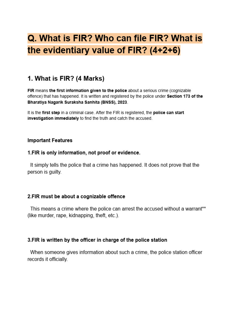 Understanding FIR: Filing and Importance | PDF | Crimes | Crime & Violence