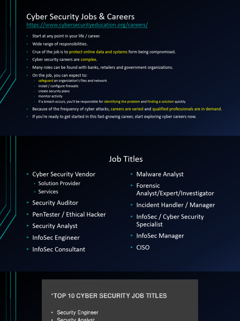 Cyber Security Careers Overview | PDF | Security | Computer Security