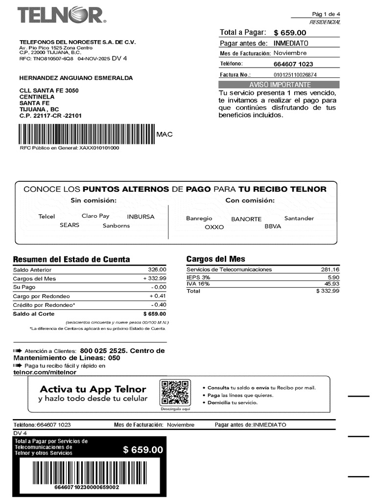 Recibo Tel Nor | PDF