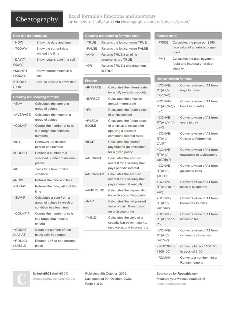 4. Excel Formulas Functions and Shortcuts | PDF | Interest | Discounting