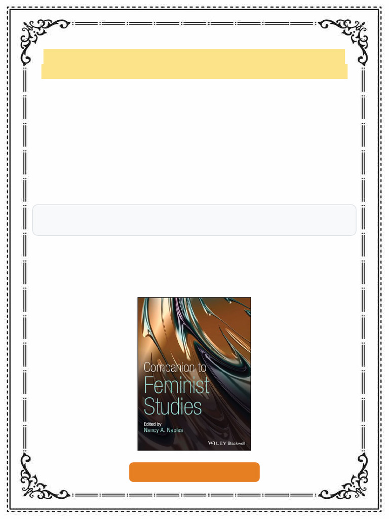 Companion To Feminist Studies Nancy A. Naples Ebook Continuous Chapters ...