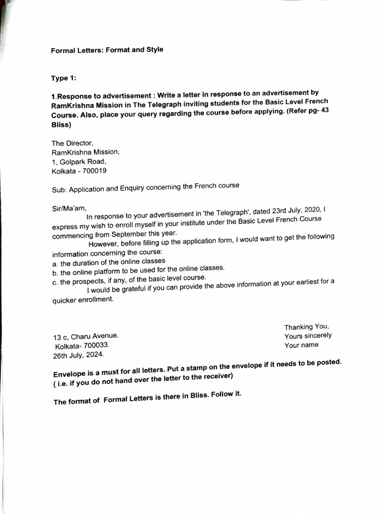 Formal Letter Writing Guide | PDF | Written Communication