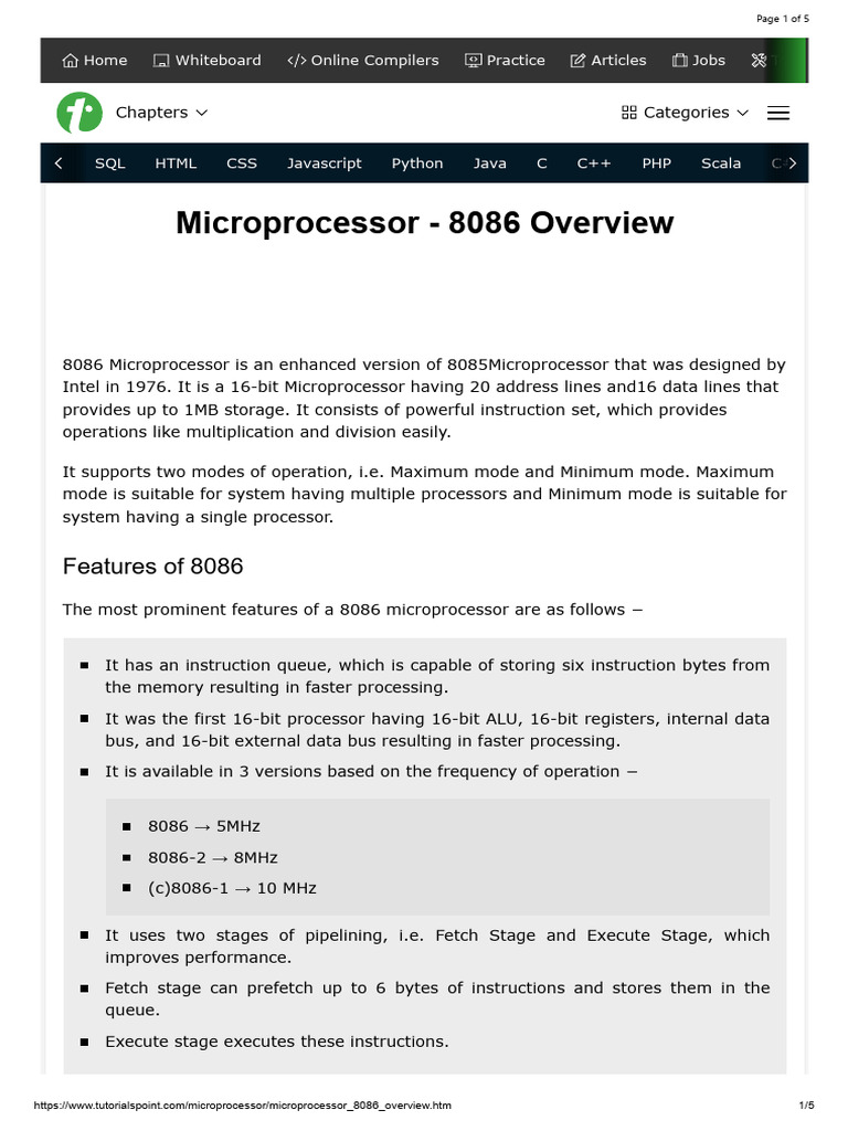 Microprocessor - 8086 Overview | PDF | Central Processing Unit | Office ...