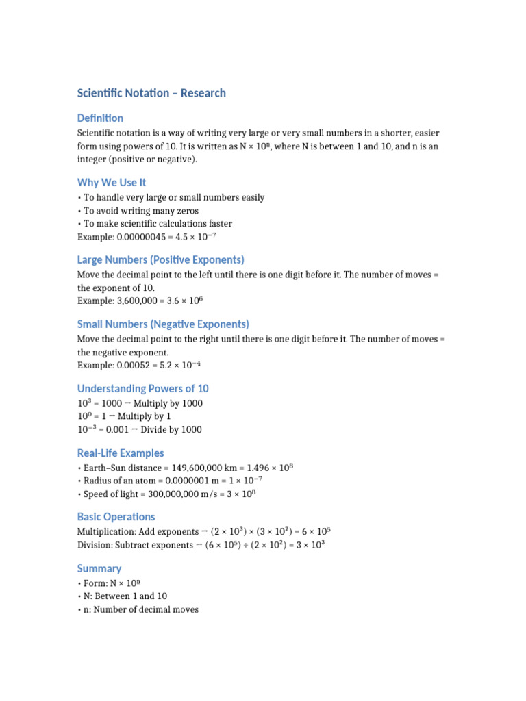 Scientific Notation Research and Questions | PDF
