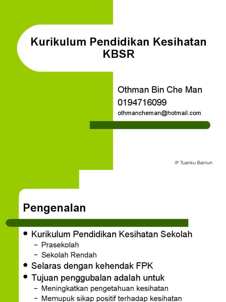 Topik 2 - Kurikulum Pendidikan Kesihatan KBSR | PDF