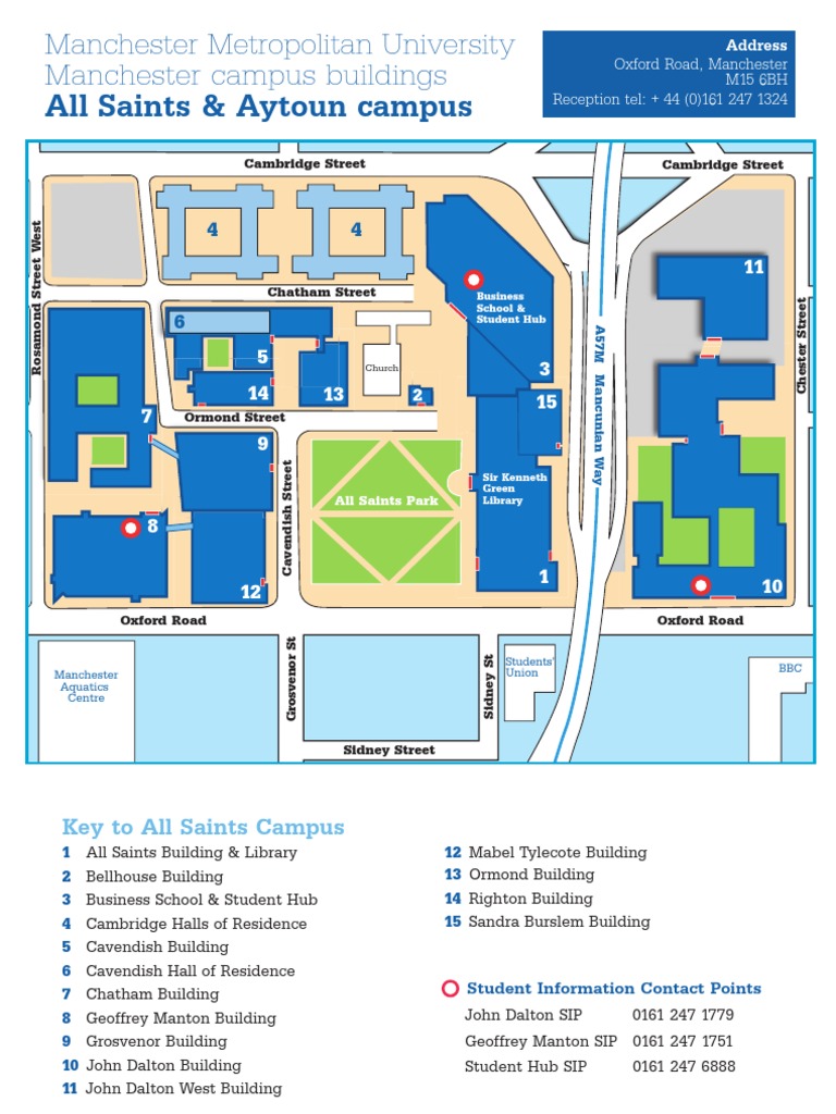 MMU All Saints Campus Map | PDF | Manchester | Transport