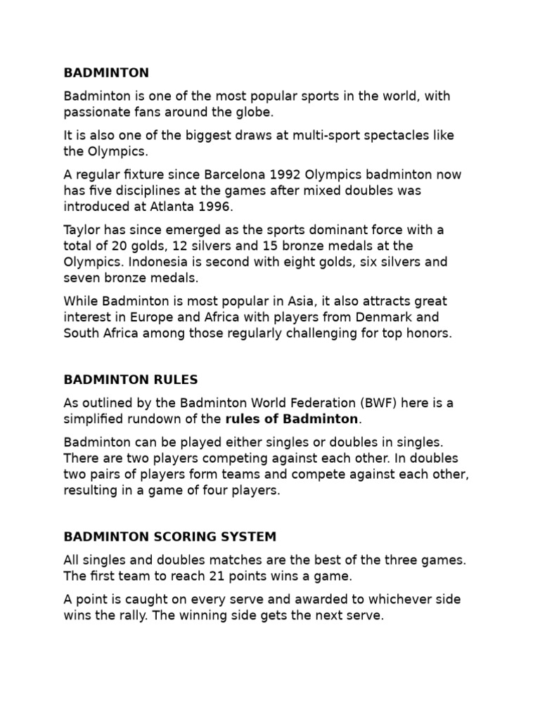 Badminton | PDF | Referee | Indoor Sports