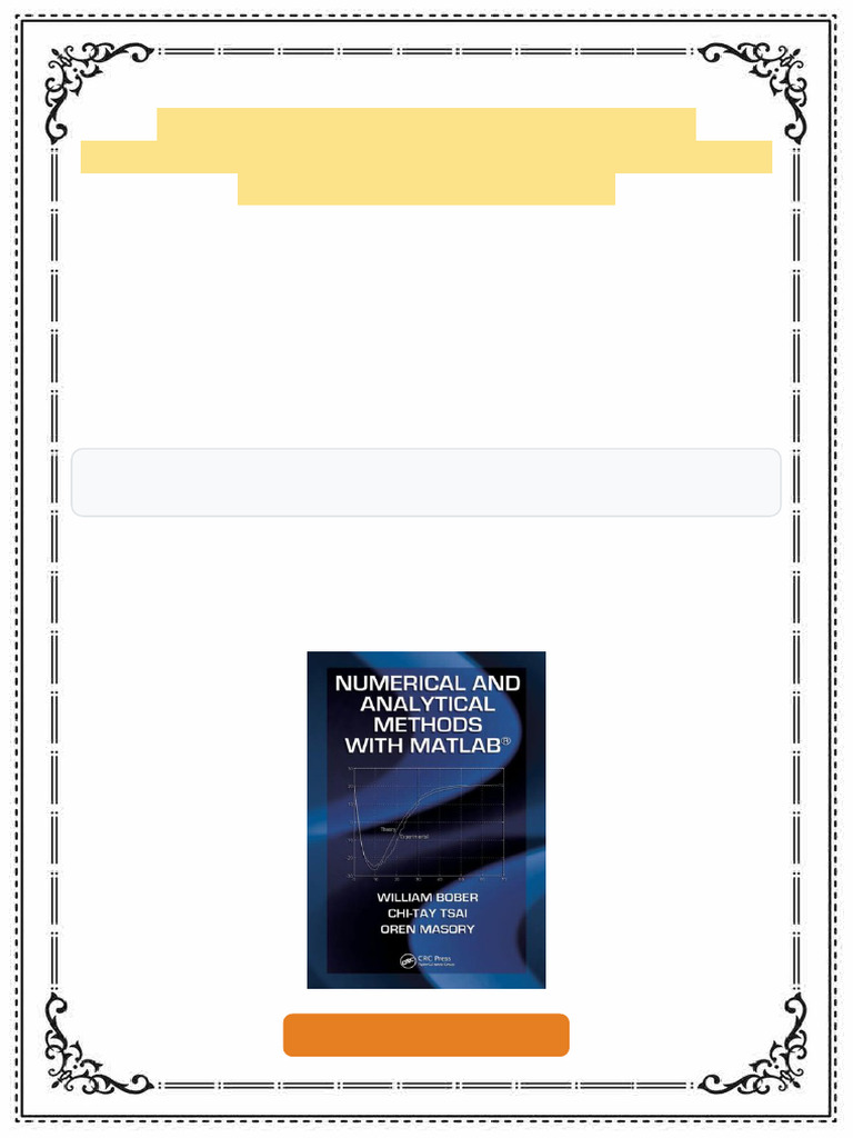Numerical and Analytical Methods with MATLAB 1st Edition William Bober ...