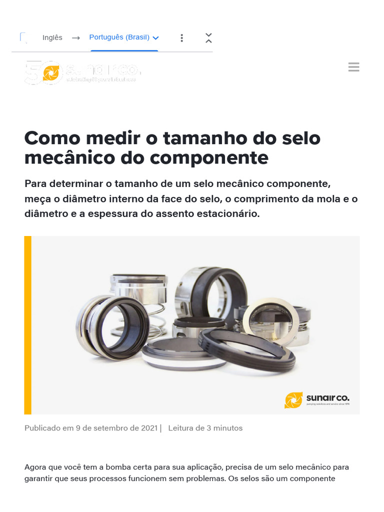 Como medir o tamanho do selo mecânico do componente | PDF | Bomba | Dióxido de carbono