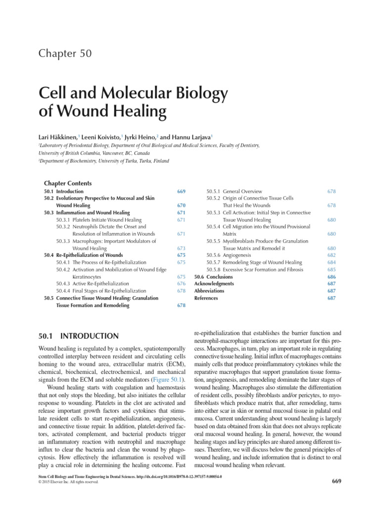 2015 Cell and Molecular Biology of Wound Healing | PDF | Wound Healing ...