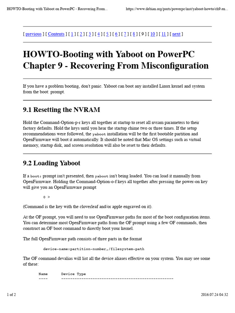 HOWTO-Booting With Yaboot On PowerPC - Recovering From Misconfiguration | PDF | Booting ...