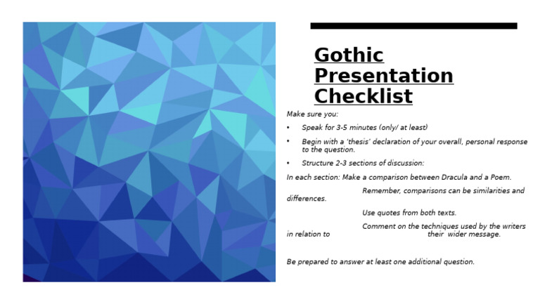 Gothic Presentations Checklist | PDF