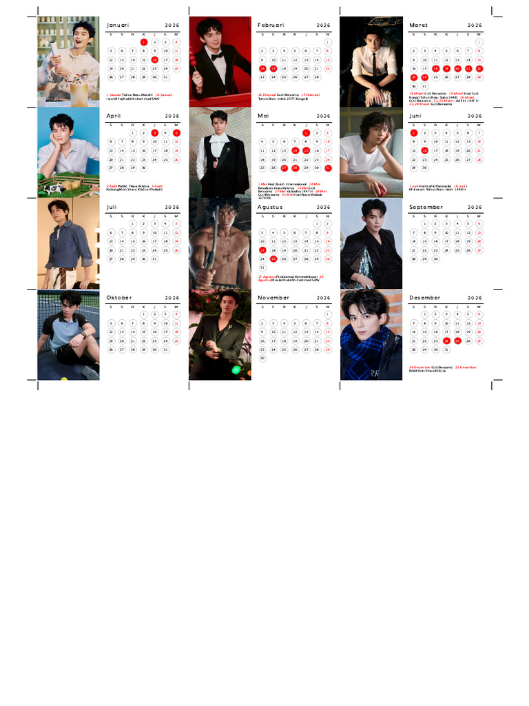 2 - Mini Calendar, Credit Card Size With Image - 2026 Calendar Template ...