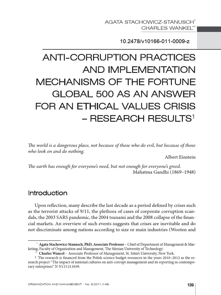 Anti Corruption Practices and Implementation Mechanisms of The Fortune ...