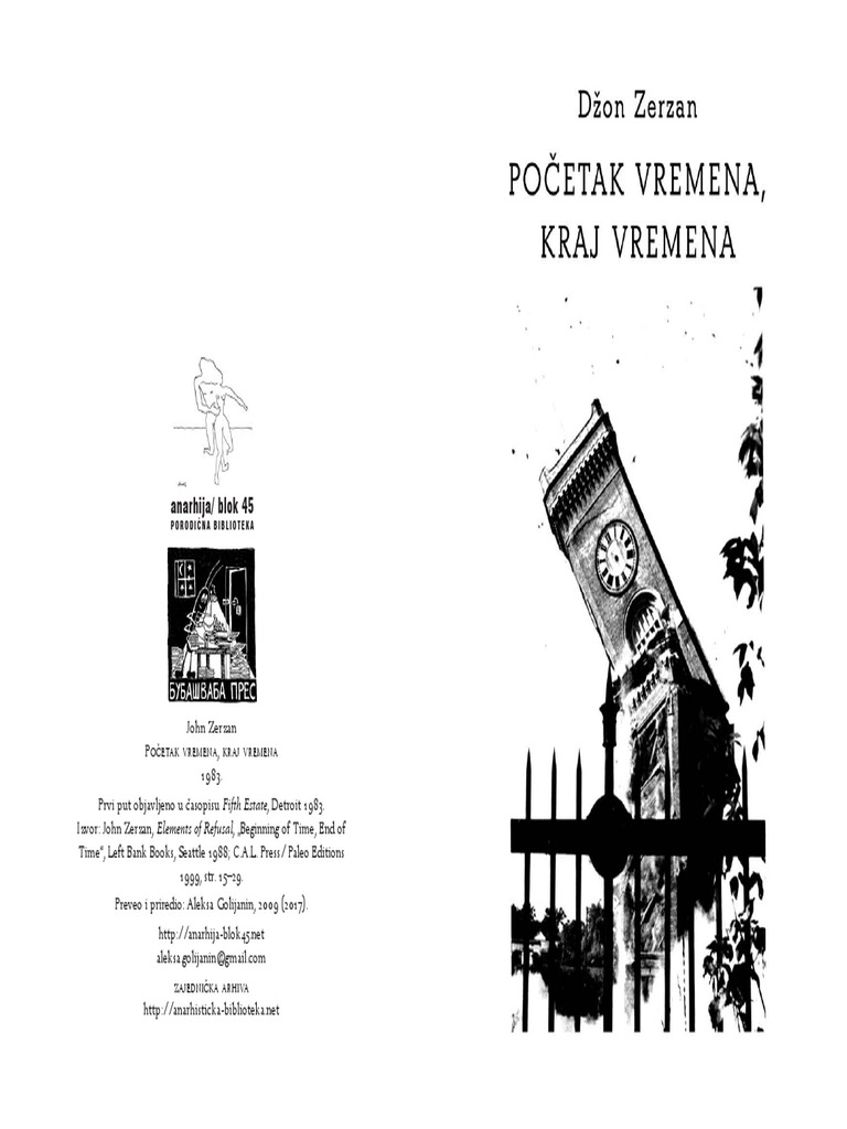 Zerzan Pocetak Vremena Kraj Vremena Buklet | PDF
