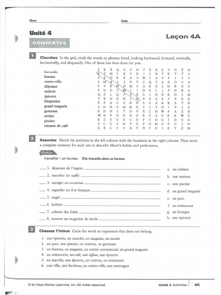 Cahier D'Exercices D'Accord 1 Chapitre 4A | PDF