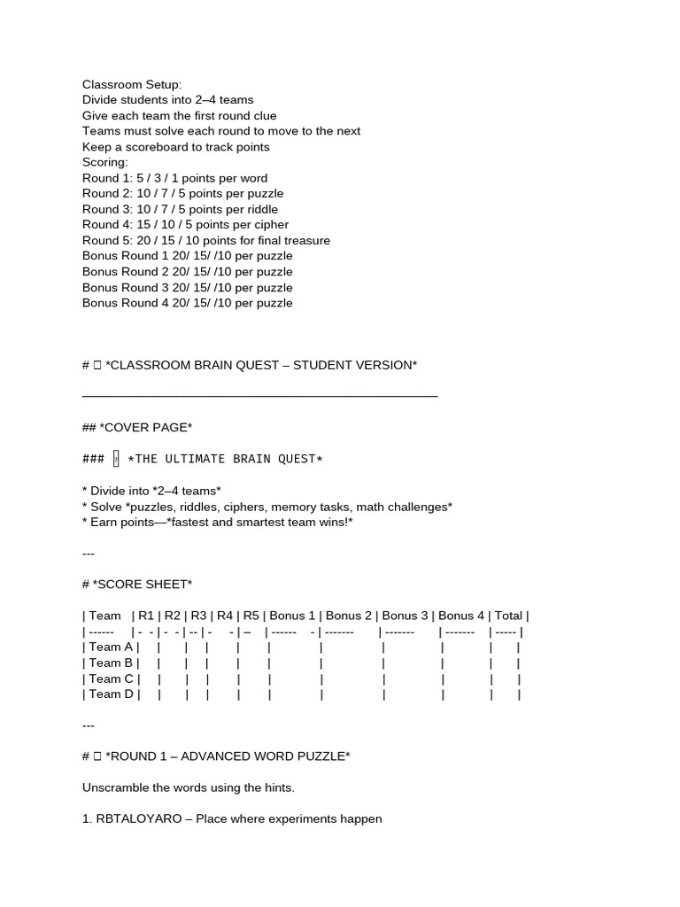 Brain Quest Students Version | PDF
