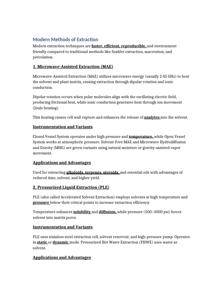 Modern Methods of Extraction | PDF | Solvent | Applied And ...