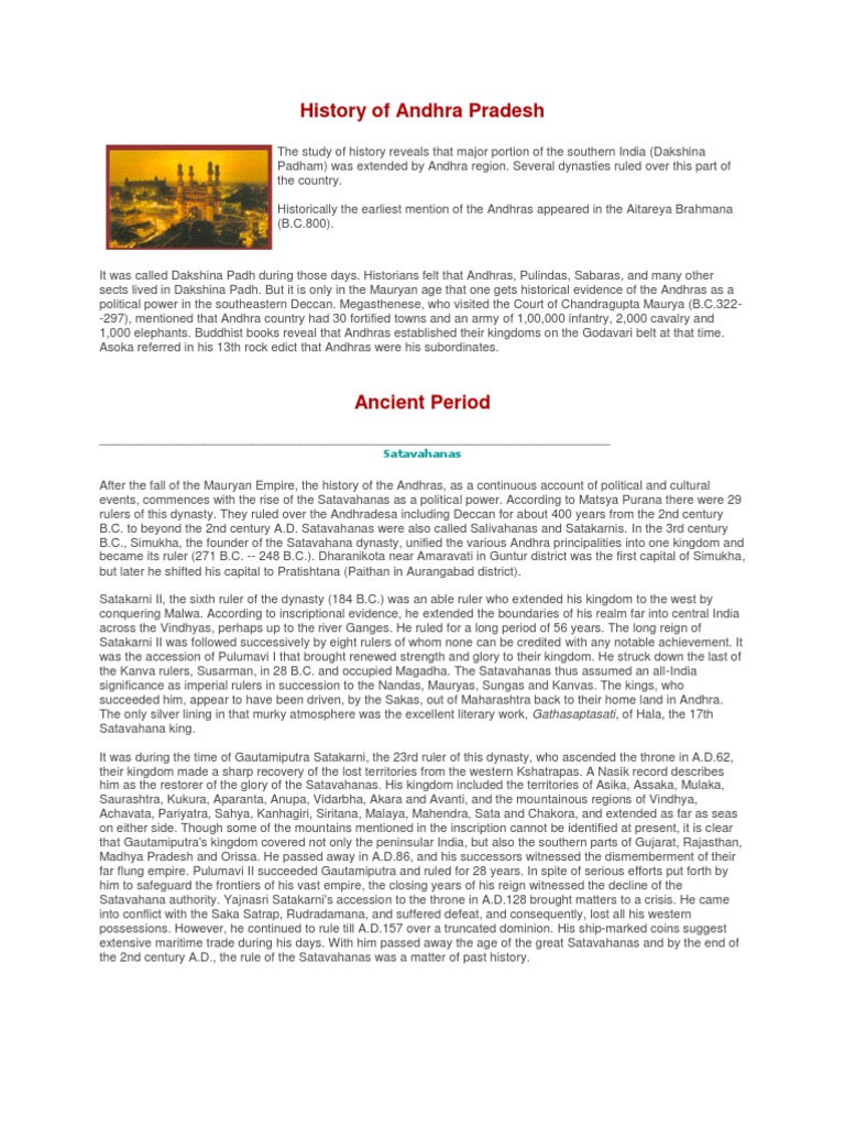 Historical Overview of Andhra Pradesh | PDF | History