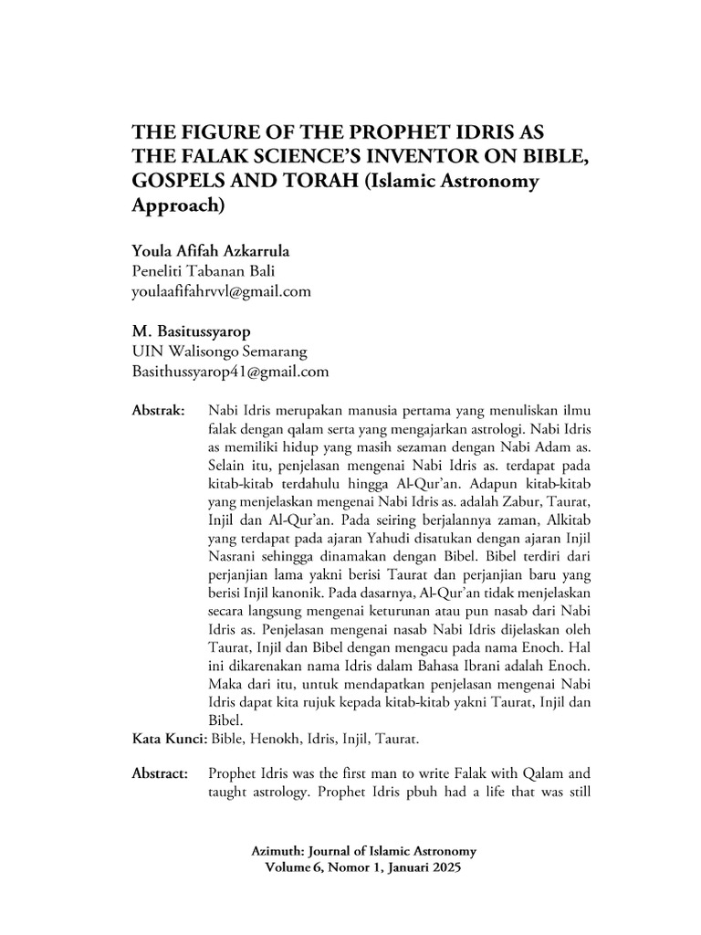The Figure of The Prophet Idris As | PDF