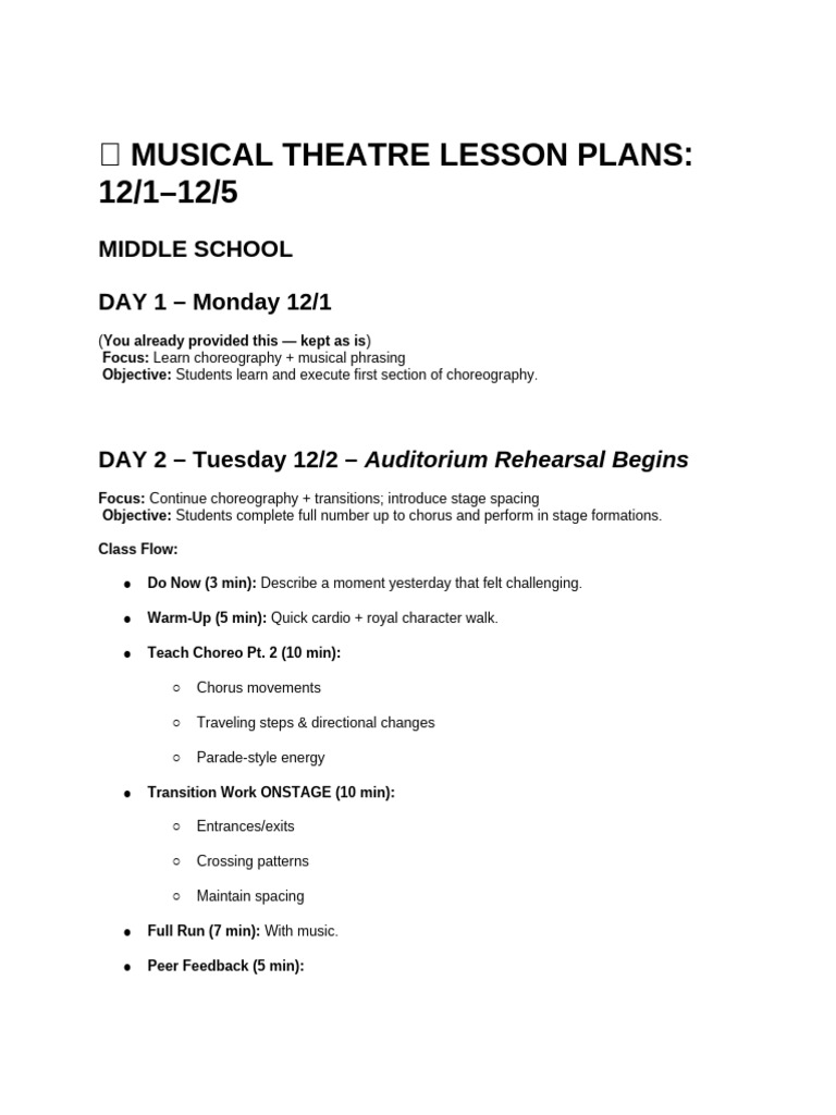 ? Musical Theatre Lesson Plans_ 12_1–12_5 | PDF | Human Communication