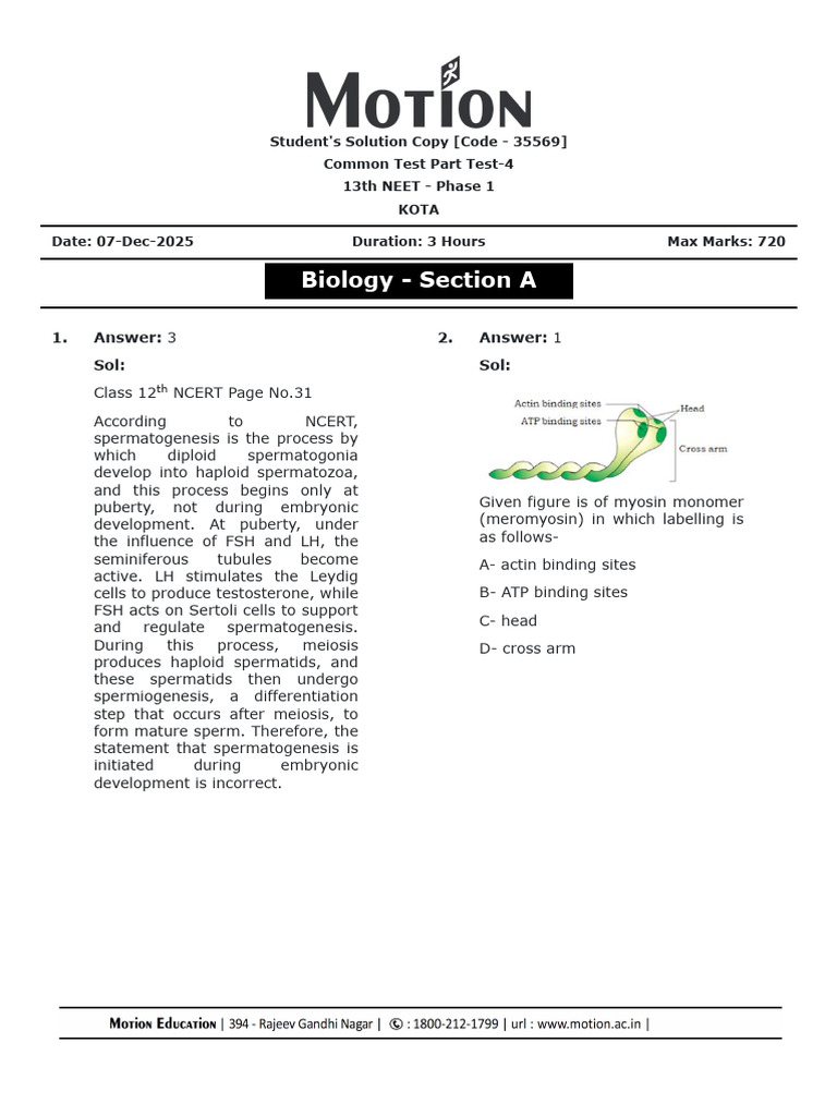 Solution-CMT-4-13th-07-12-2025 (E) (1) | PDF | Endocrine System ...