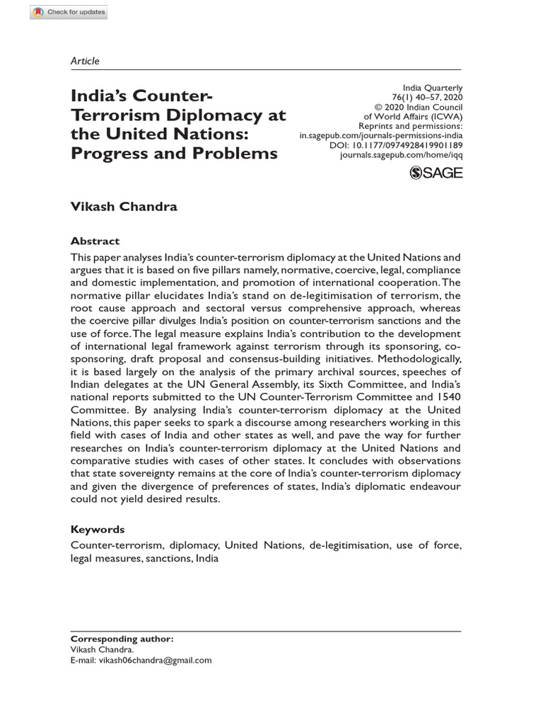 India’s UN Counter-Terrorism Strategy | PDF | International Relations ...
