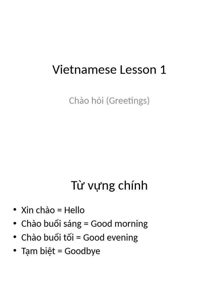 Vietnamese Lesson 1 | PDF