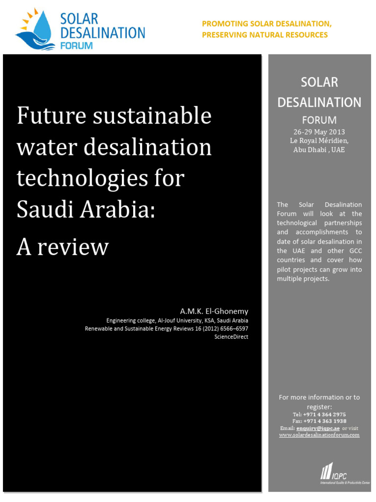 Future Sustainable Water Desalination Technologies | PDF | Water ...