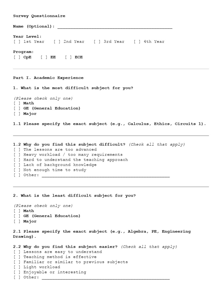 2260 Detailed Survey Questionnaire | PDF