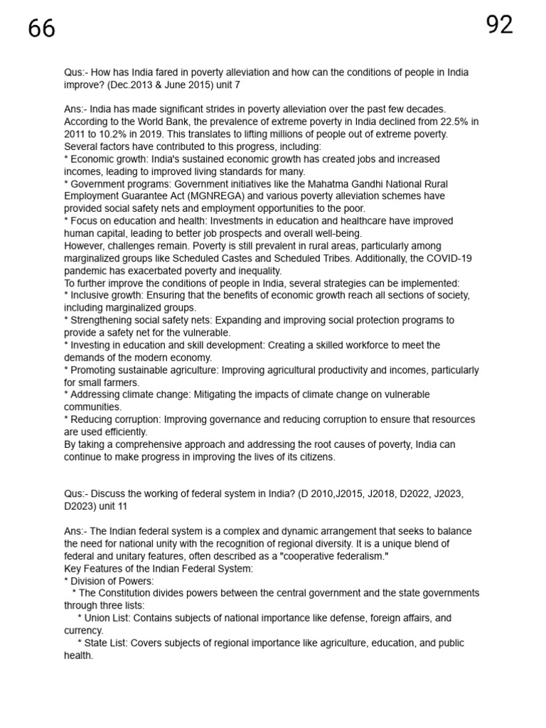 India’s Poverty Alleviation and Federalism Insights | PDF | Human ...