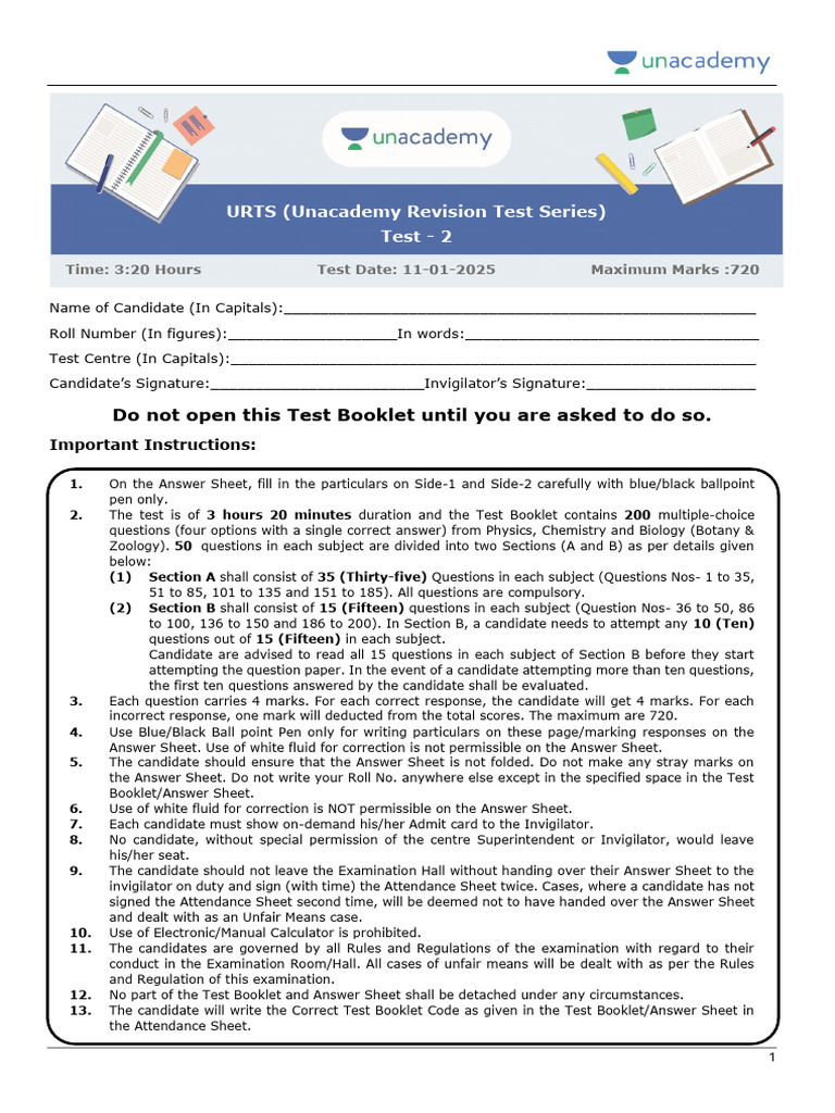 Test-2 URTS Student Copy | PDF | Acceleration | Force