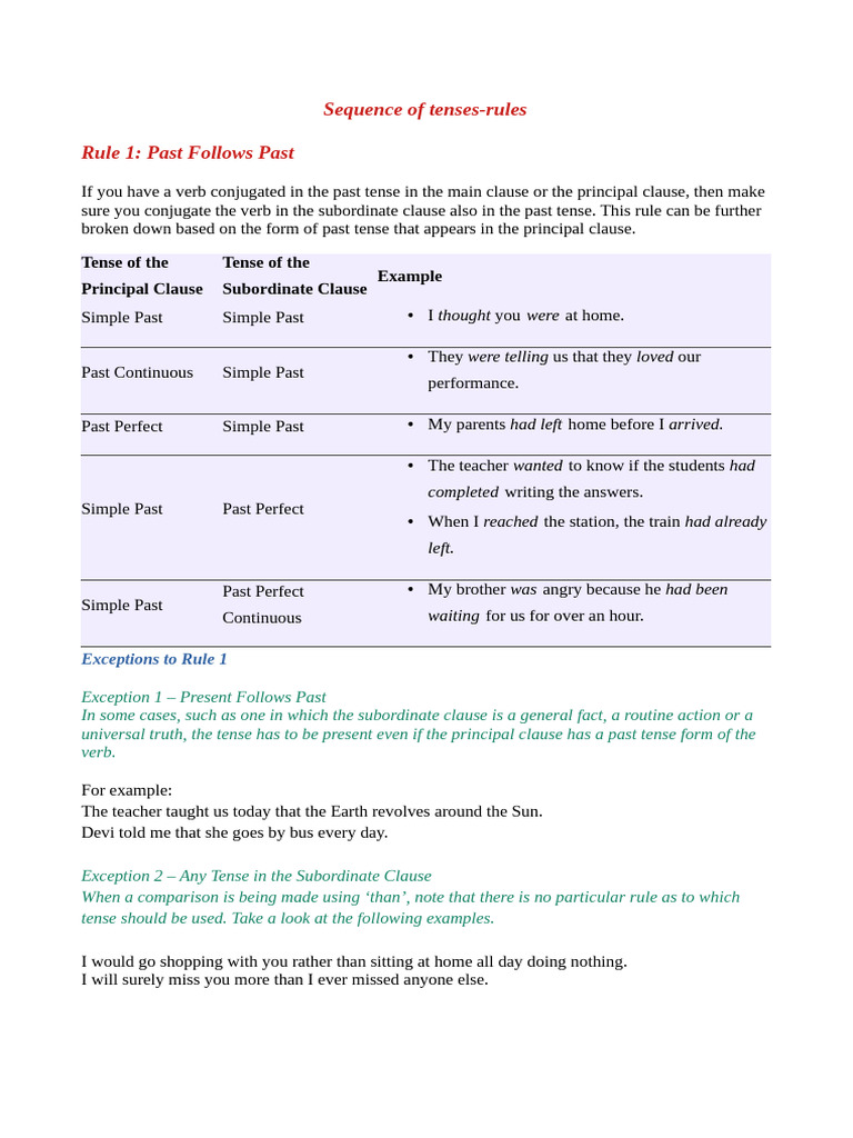 Sequence of Tenses | PDF | Grammatical Tense | Verb