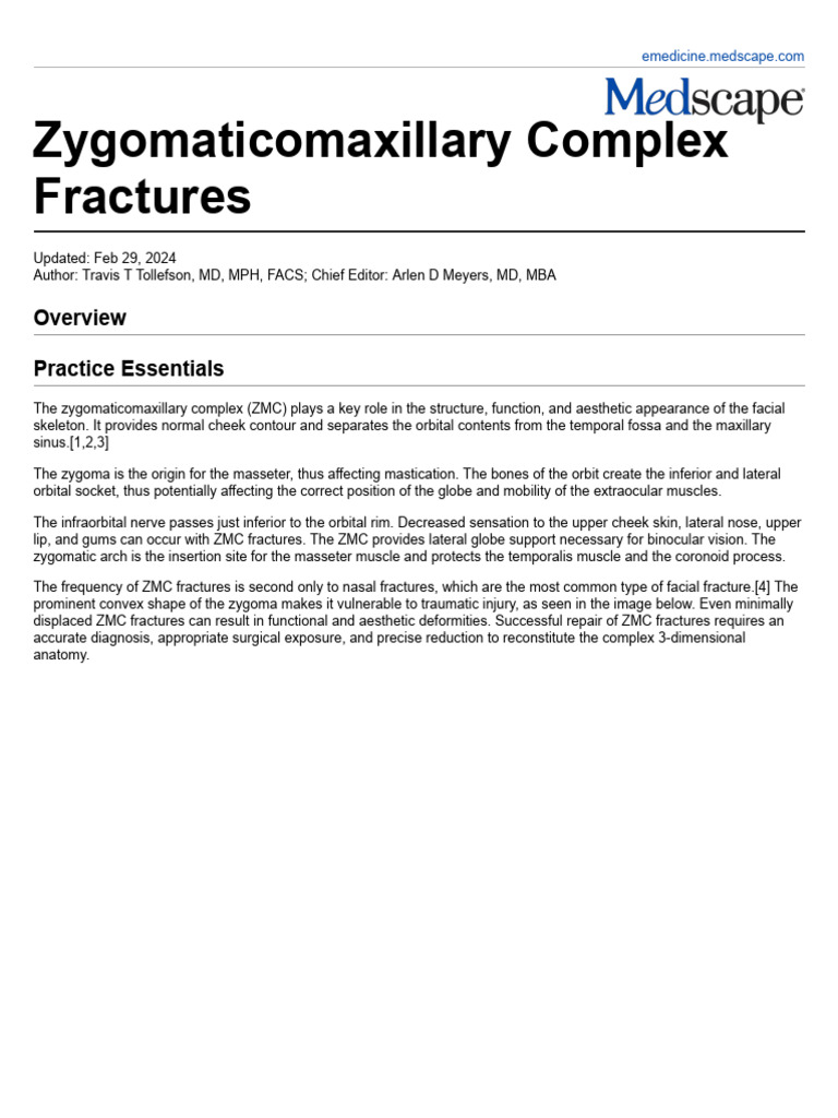 Zygomaticomaxillary Complex Fractures | PDF | Ct Scan | Surgical Suture