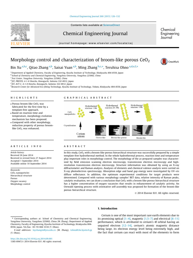 Morphology Control and Characterization of Broom-like Porous CeO2 | PDF ...