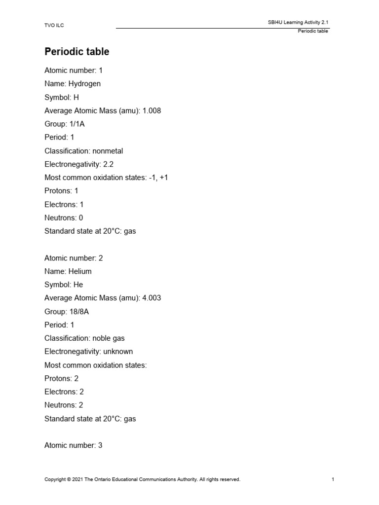 Periodic Table Acc | PDF | Periodic Table | Atoms