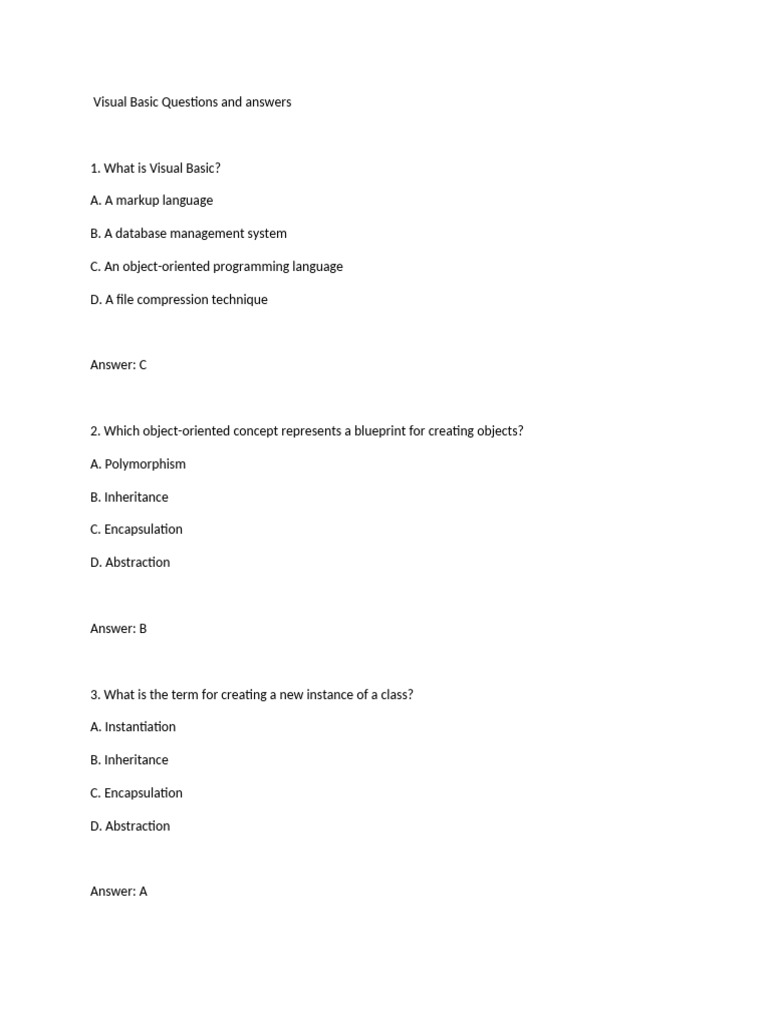 Visual Basic Tutorial Q&A | PDF | Class (Computer Programming ...