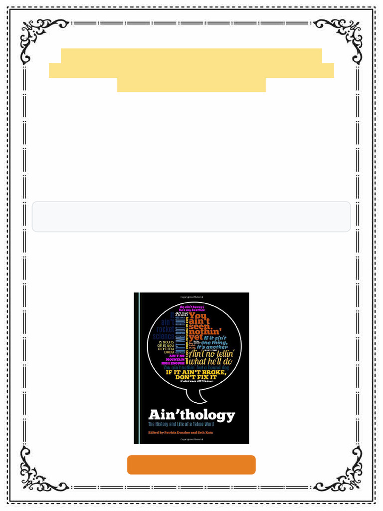 Ain Thology The History and Life of A Taboo Word 1st Edition Patricia ...